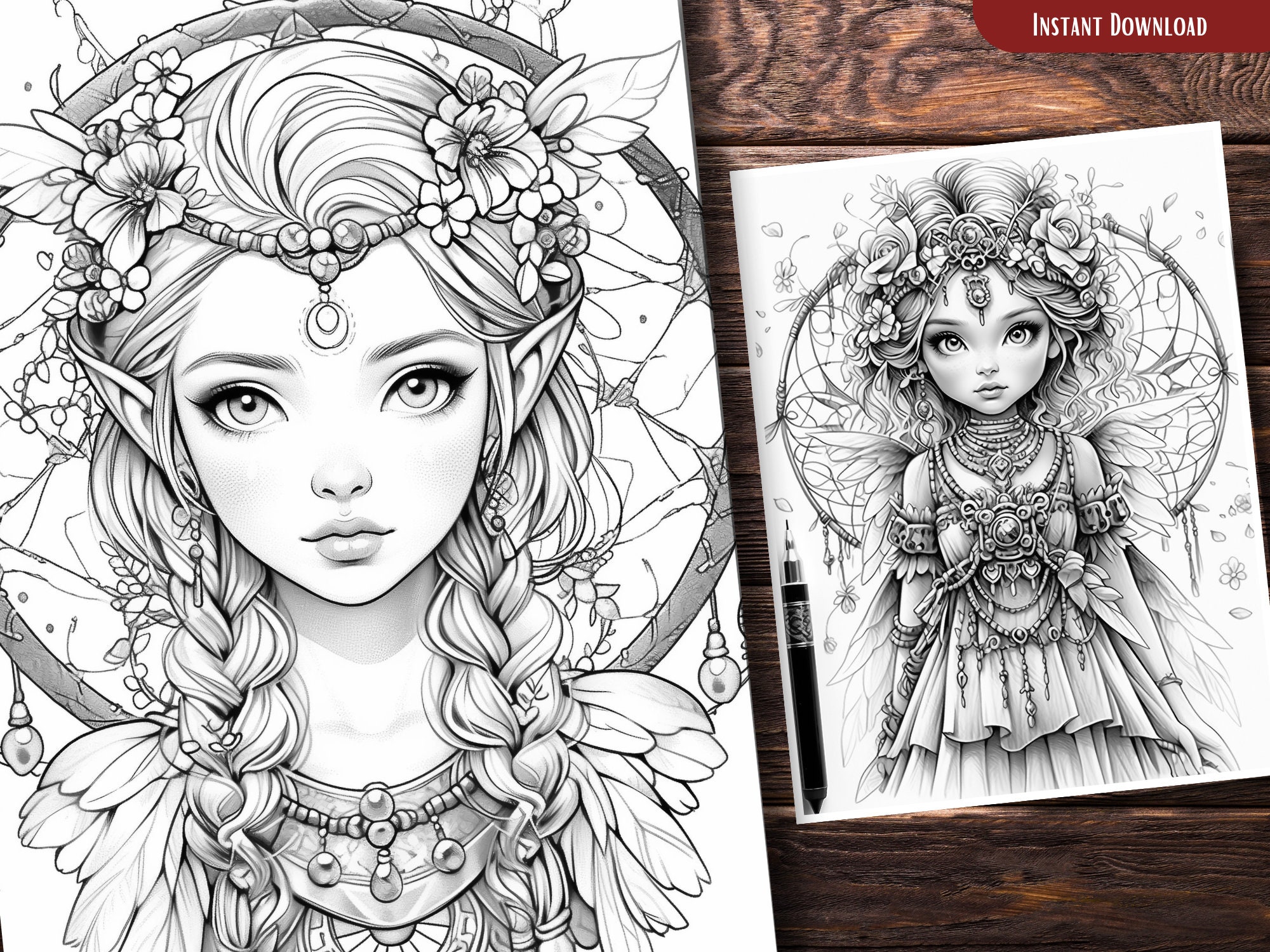 Butterfly Fairy, Coloring Pages for Adults and for Kids for Relax and ...
