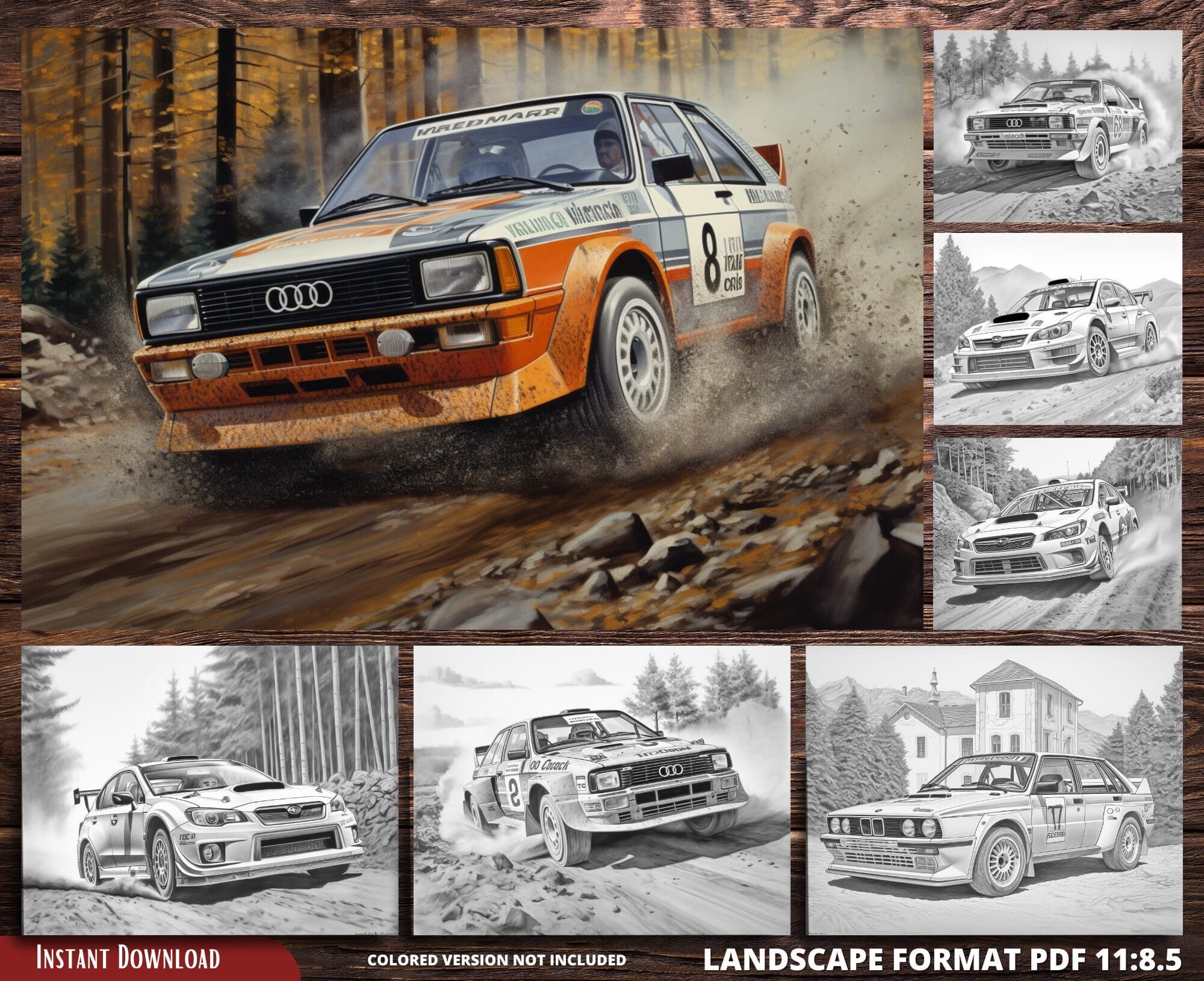 Rally Cars Coloring Pages Adults Kids Coloring Book, Instant Download ...