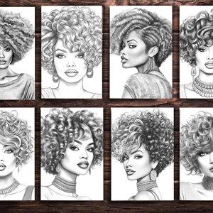 Hair Style Coloring Pages for Adults and for Kids for Relax and Stress ...