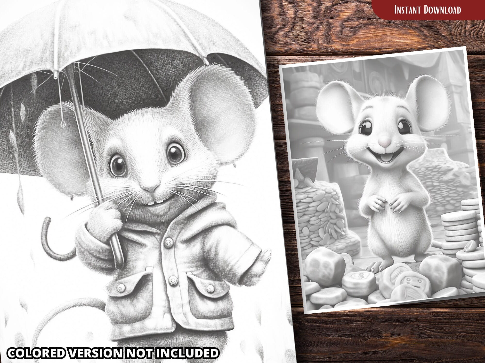 Mouse Coloring Pages for Adults and for Kids for Relax and Stress ...