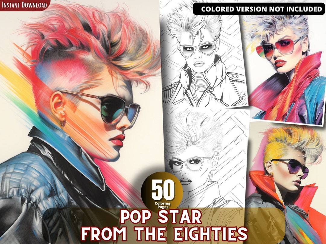 Pop Star From the Eighties Coloring Pages for Adults and for Kids for ...