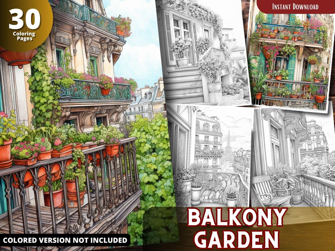 Balcony Garden Coloring Pages for Adults and for Kids Coloring Pages ...