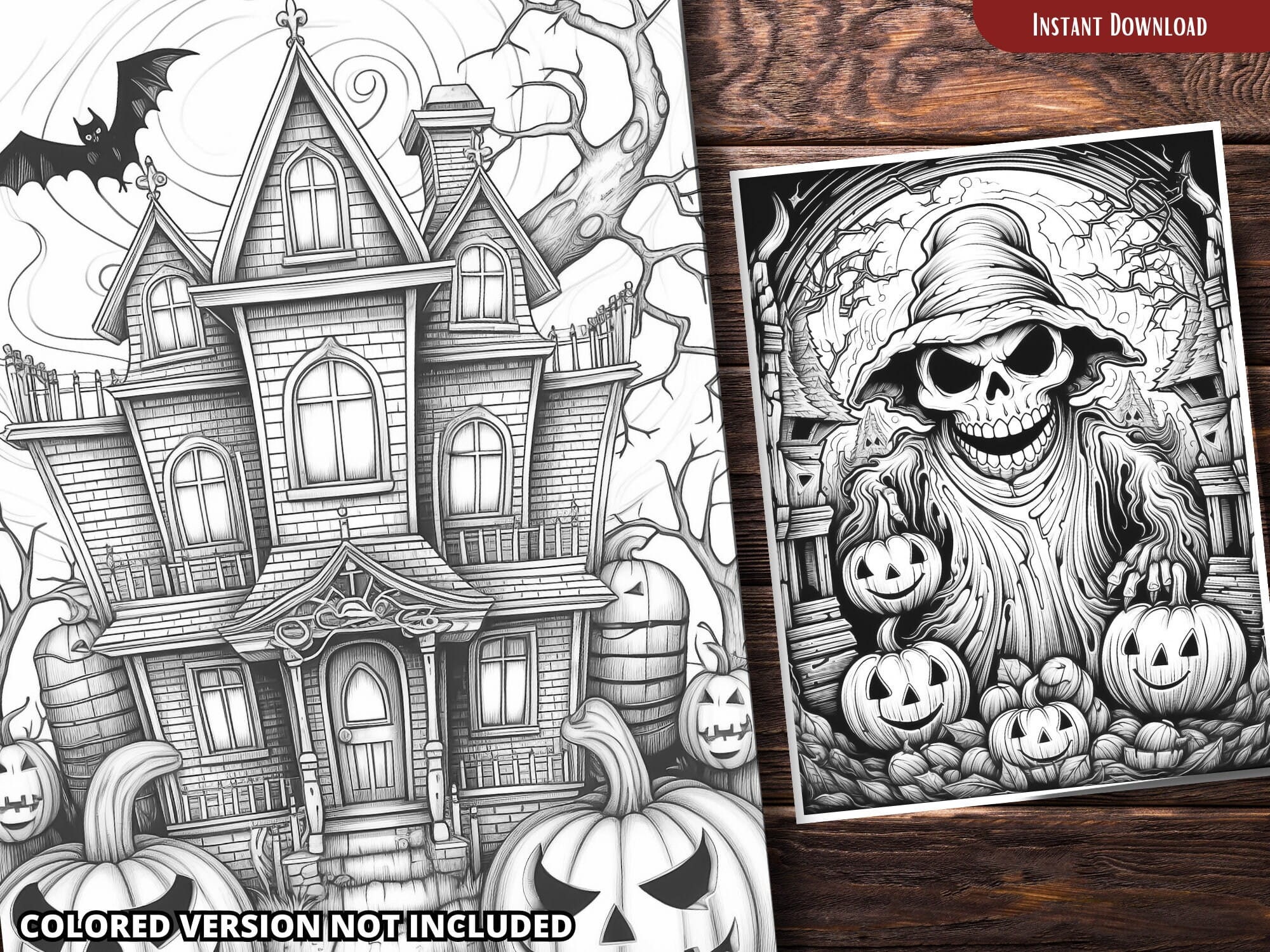 Halloween Coloring Pages for Adults and for Kids for Relax and Stress ...
