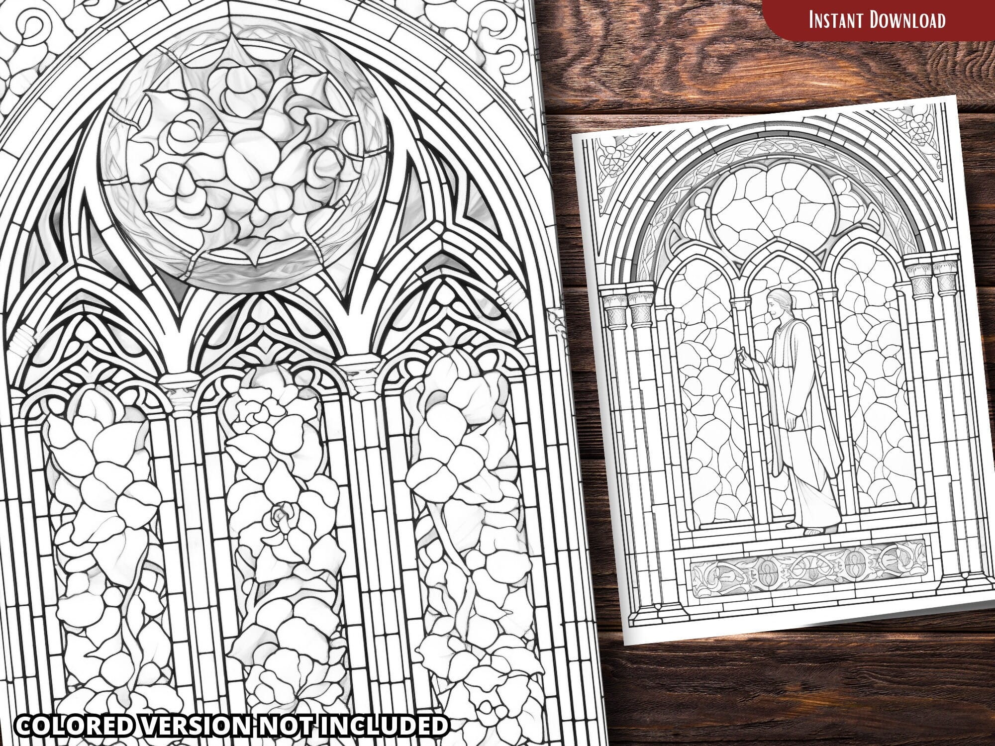 Stained Glass Collection Coloring Pages for Adults and for Kids ...