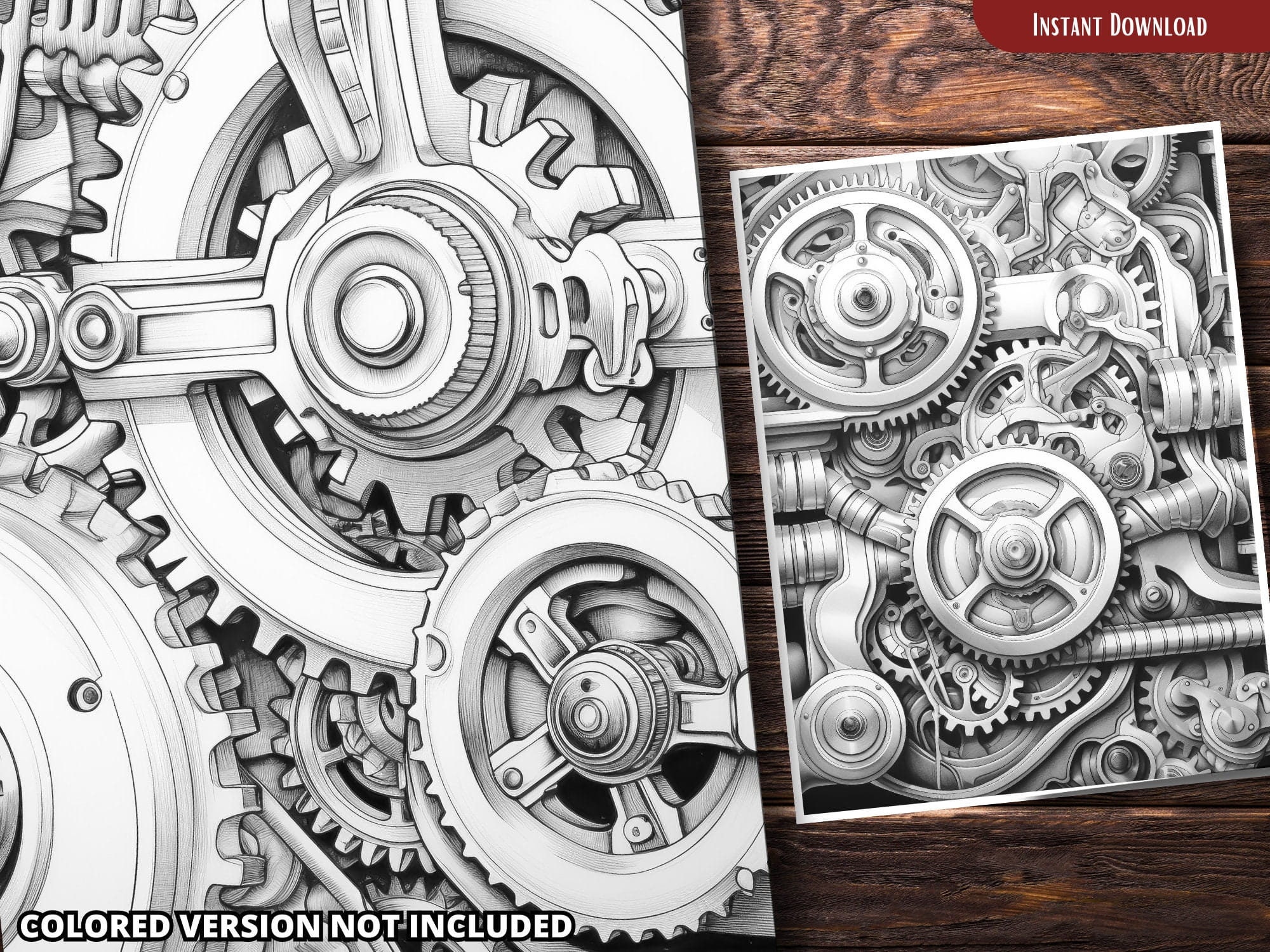 Gears Grayscale Coloring Book, Steampunk Style (printable PDF) - Etsy