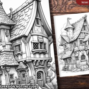 Medieval House Coloring Pages for Adults and for Kids for Relax and ...