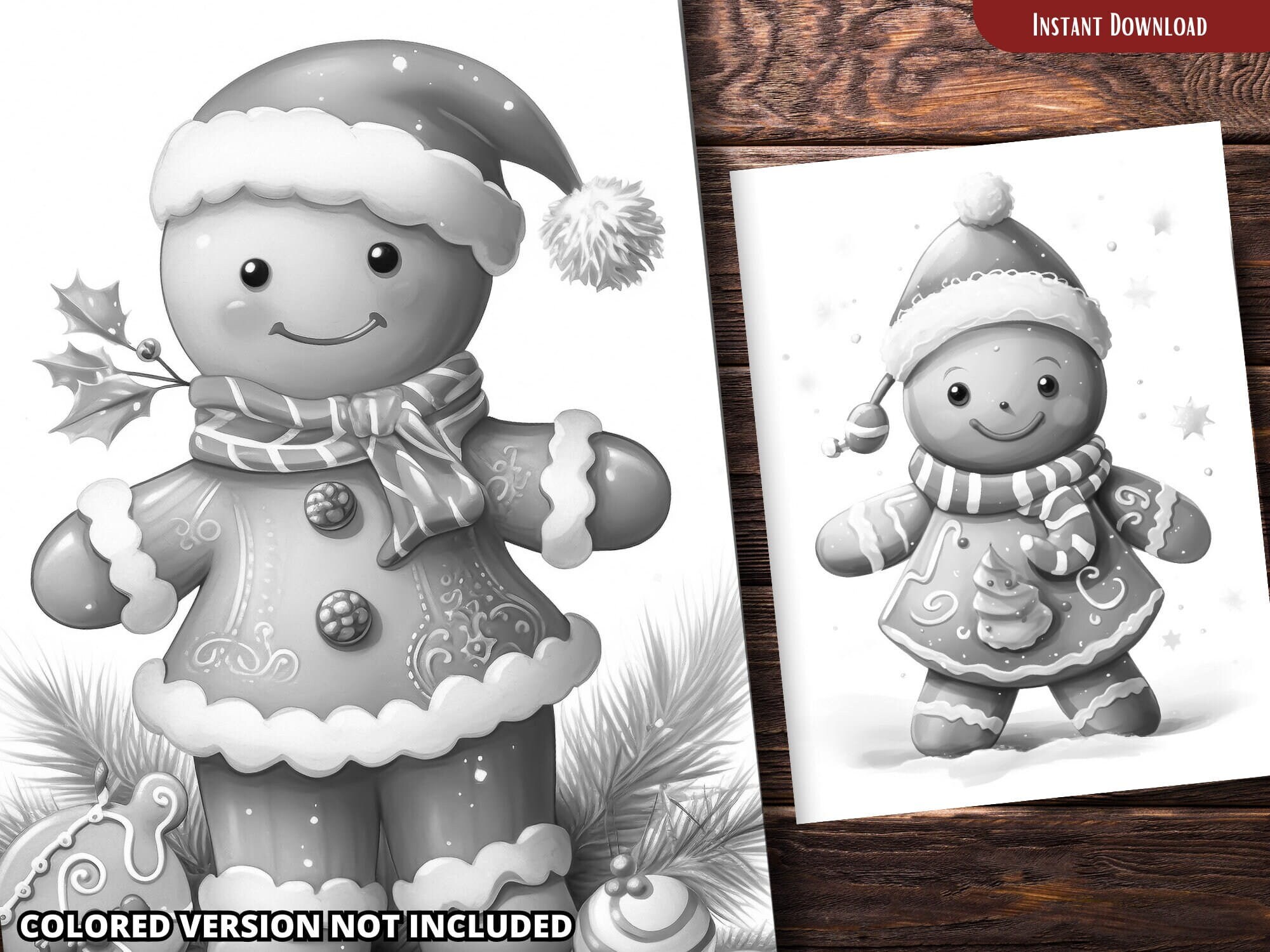 Gingerbread Man Coloring Pages for Adults and for Kids for Relax and ...