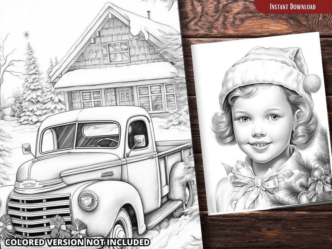 Very Merry Christmas Coloring Pages for Adults and for Kids Grayscale ...