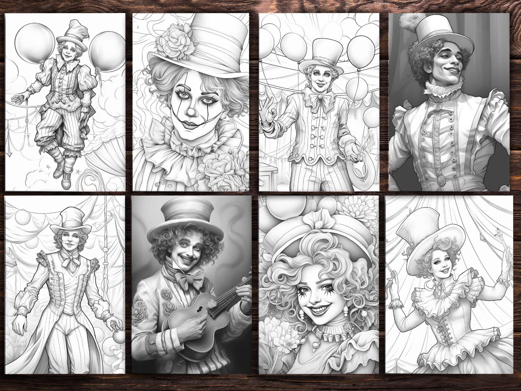 Circus Clown, Acrobatics Coloring Pages for Adults and for Kids for ...