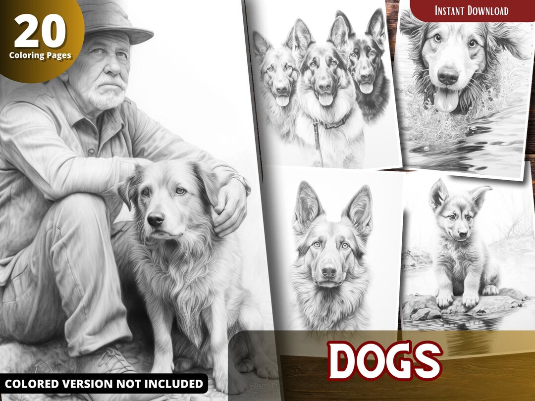 Dogs Coloring Pages for Adults and for Kids for Relax and Stress Relief ...