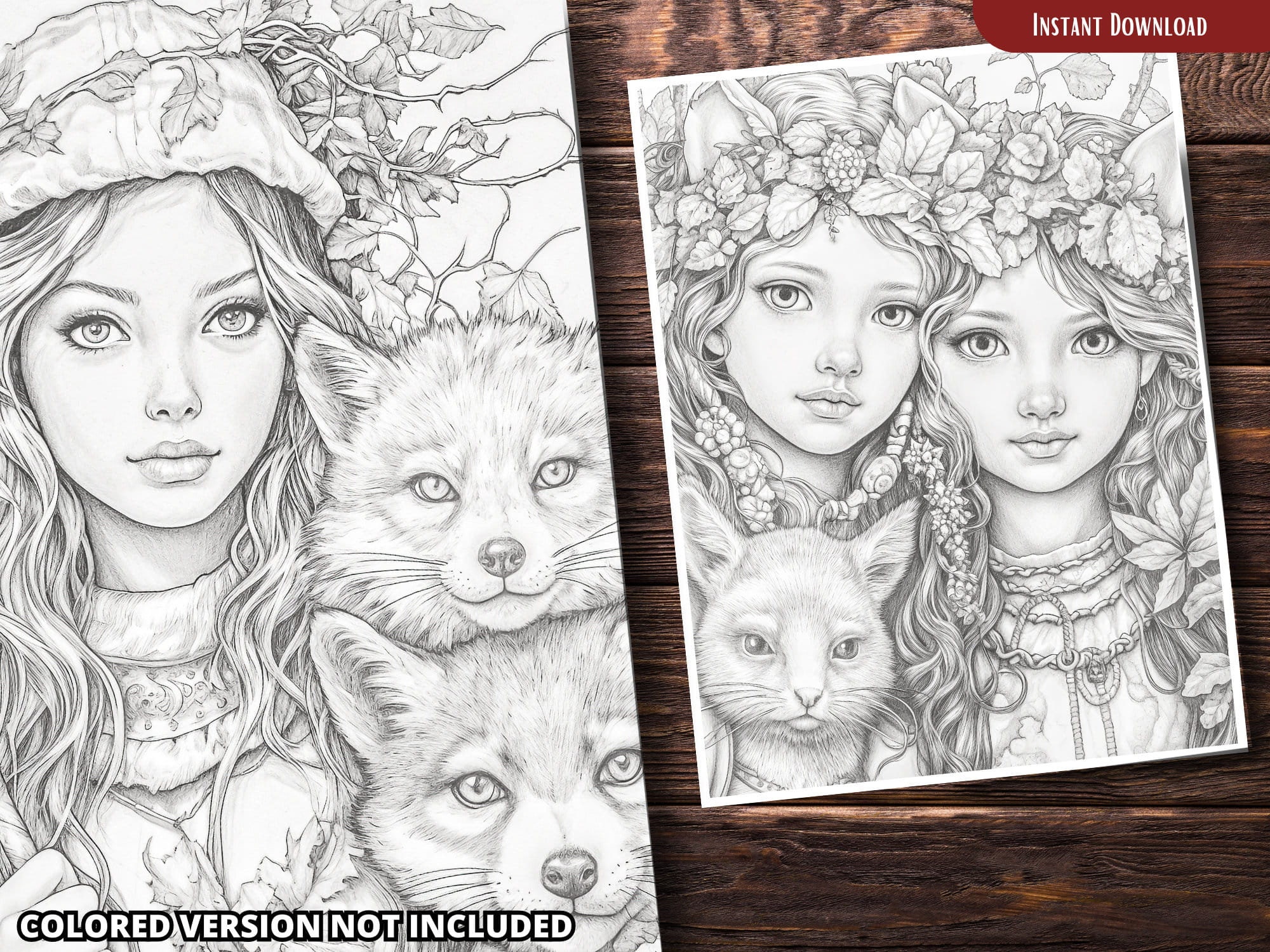 Druid Girls Coloring Pages for Adults and for Kids for Relax and Stress ...