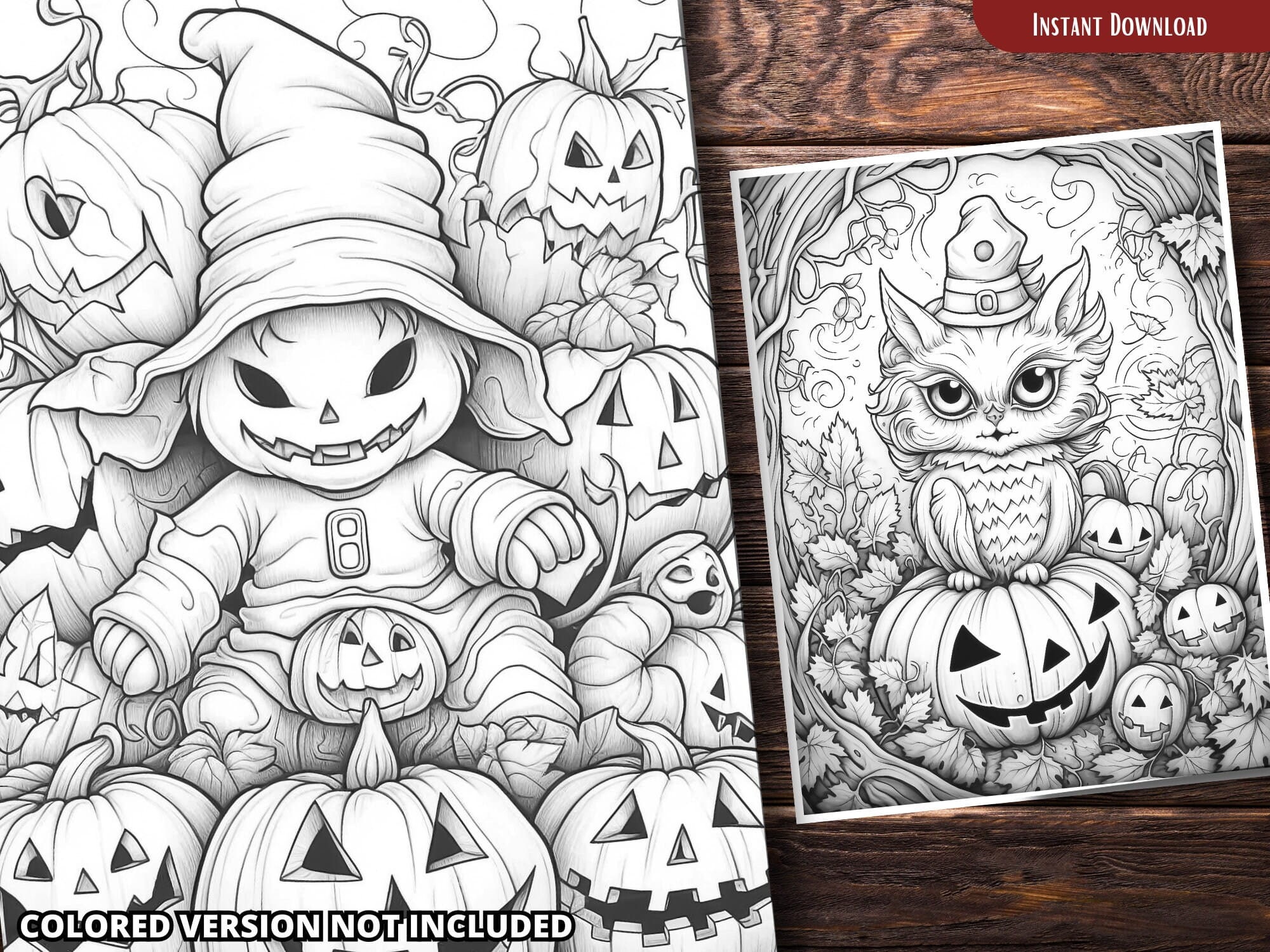 Halloween Coloring Pages for Adults and for Kids for Relax and Stress ...