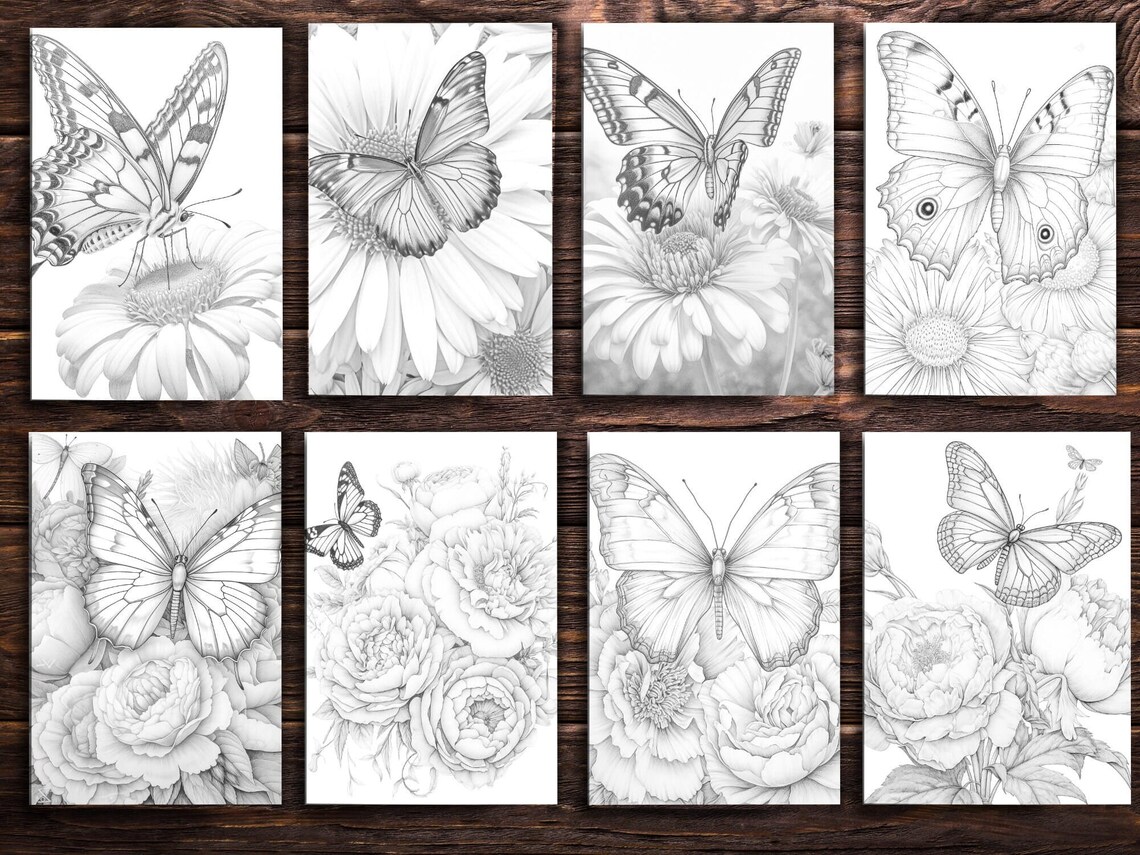 Butterfly Coloring Pages for Adults and for Kids for Relax and Stress ...