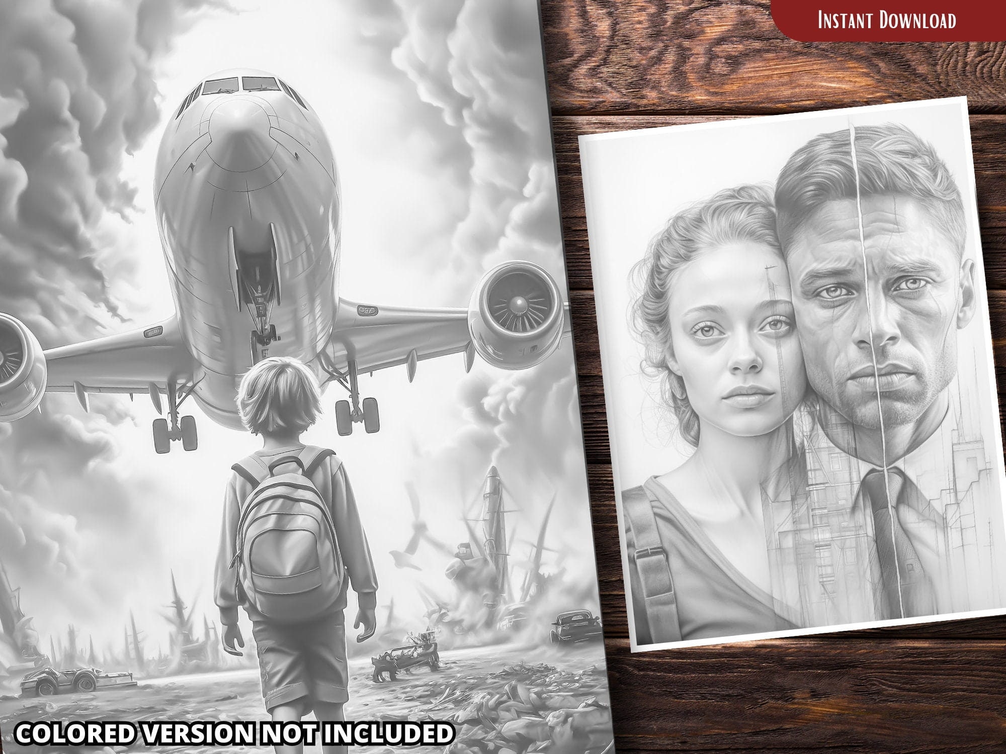 Apocalypse Coloring Pages for Adults and for Kids Grayscale Coloring ...