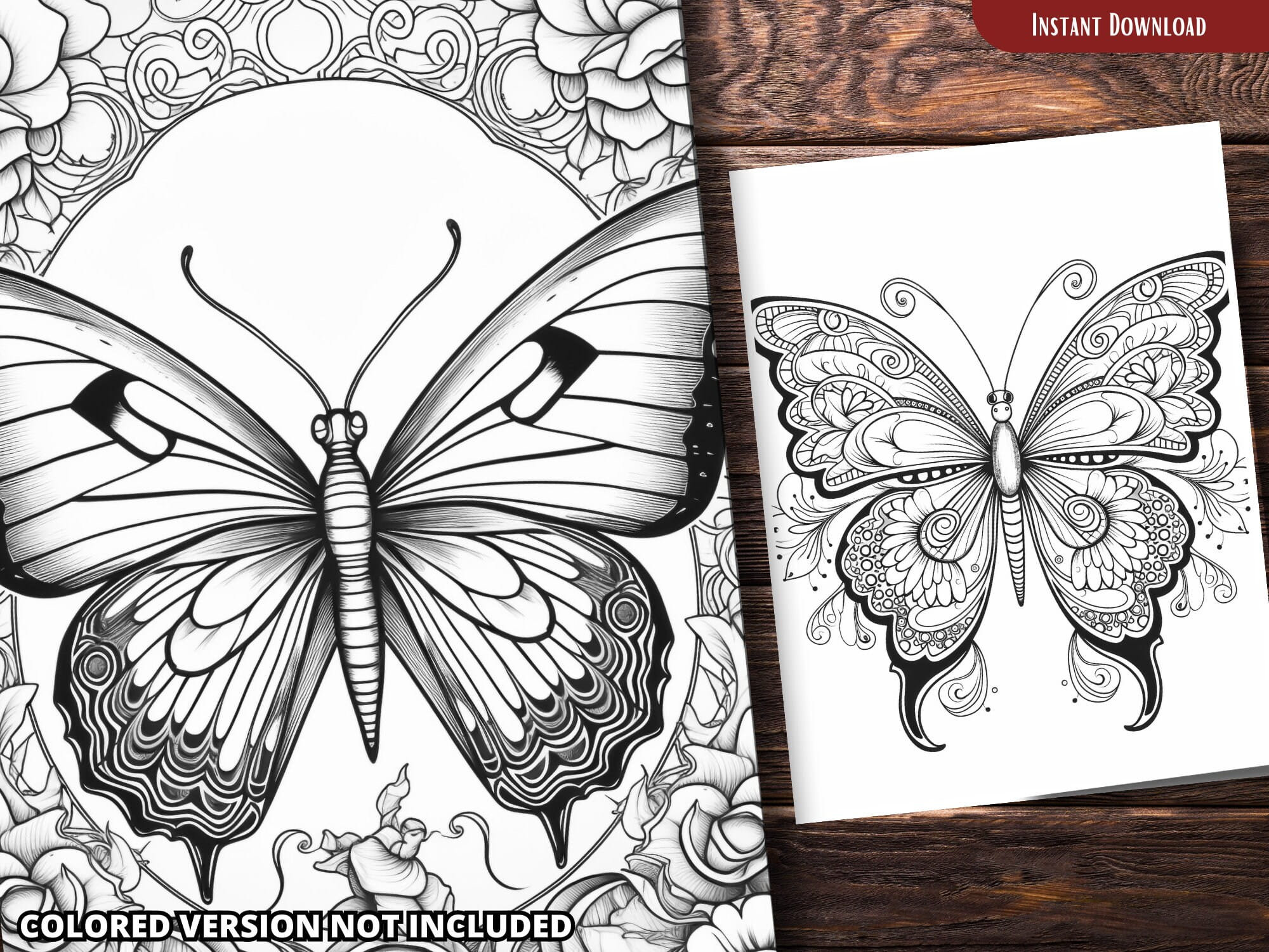 Butterfly Coloring Pages for Adults and for Kids for Relax and Stress ...