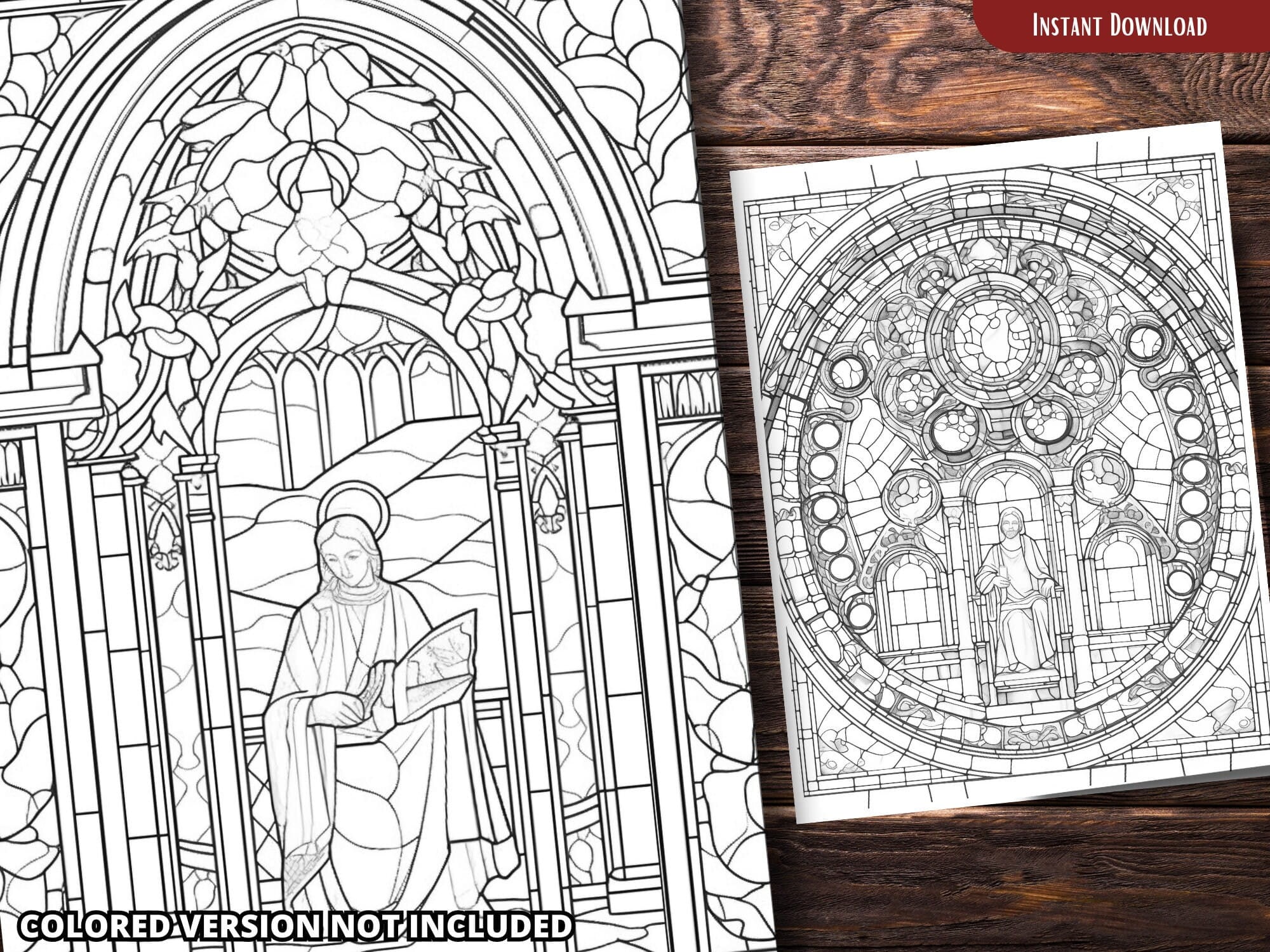 Stained Glass Collection Coloring Pages for Adults and for Kids ...