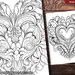 Heart With Flowers Coloring Pages, Grayscale Coloring Book (printable ...