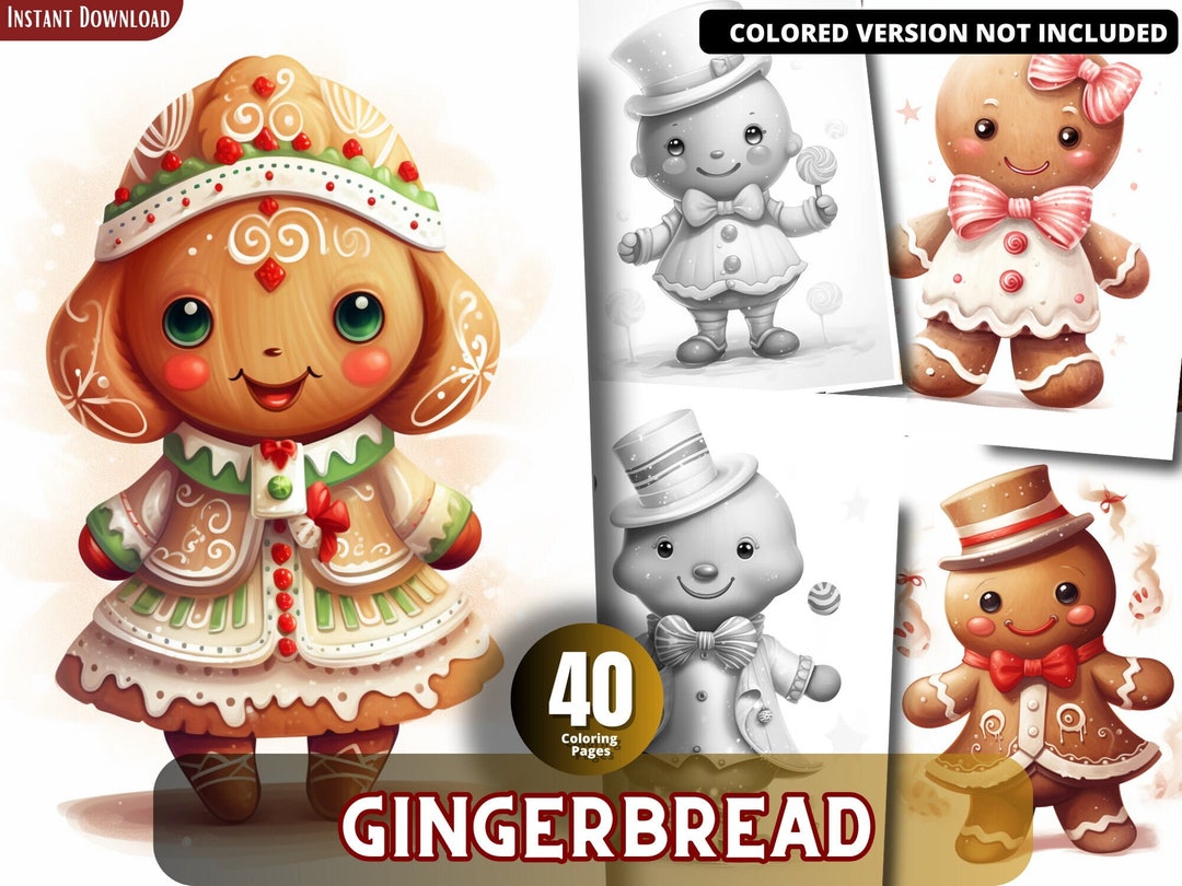 Gingerbread Man Coloring Pages for Adults and for Kids for Relax and ...