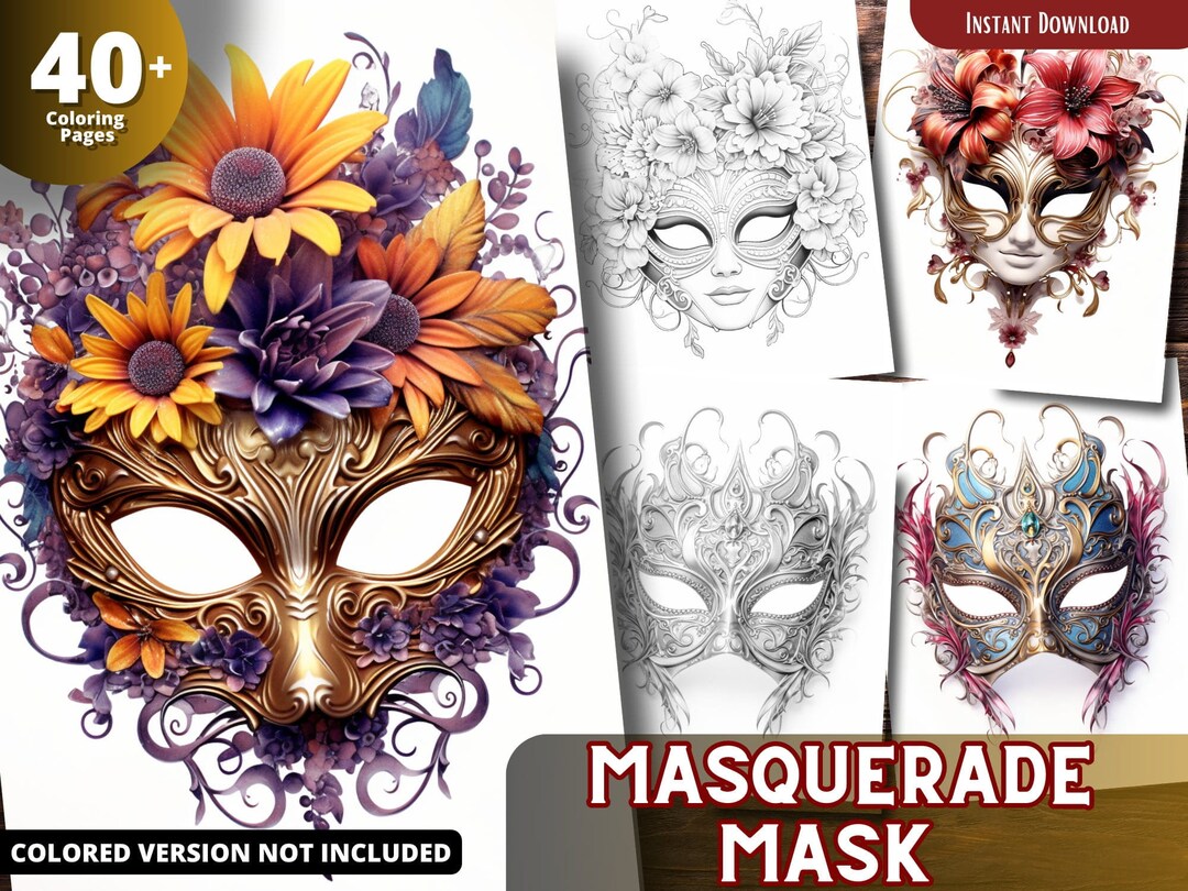 Masquerade Mask Coloring Pages for Adults and for Kids for Relax and ...