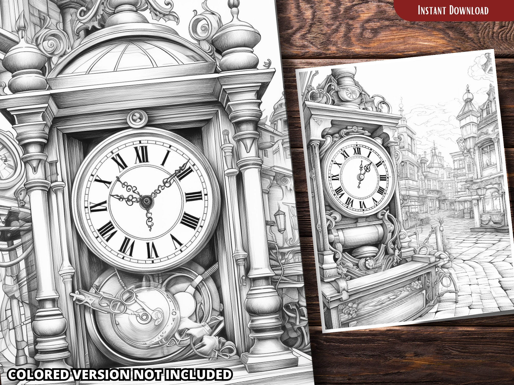 Clock Coloring Pages for Adults and for Kids for Relax and Stress ...