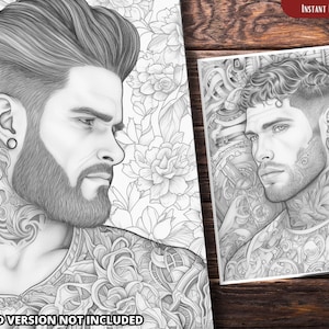Tattoo Men Coloring Book – 50 Grayscale Pages (printable PDF File) - Etsy
