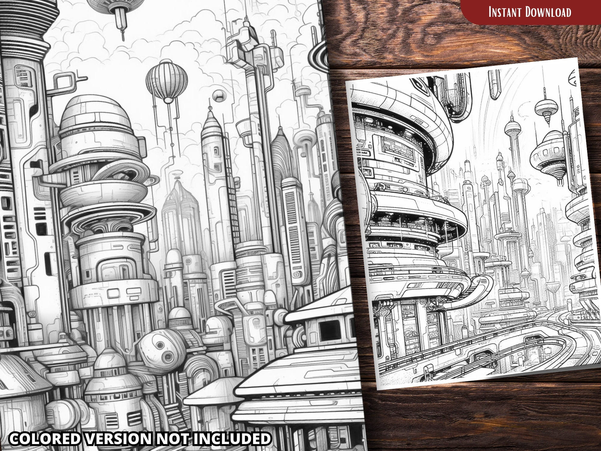 Futuristic City Coloring Pages for Adults and for Kids for Relax and ...