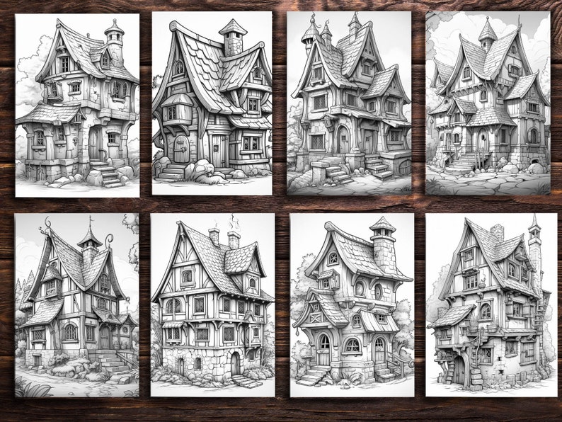 Medieval House Coloring Pages for Adults and for Kids for Relax and ...