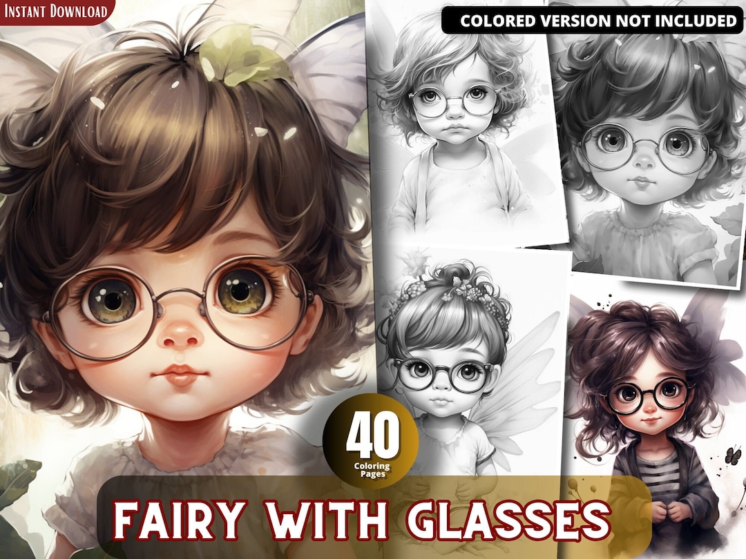 Fairy With Glasses Coloring Pages for Adults and for Kids for Relax and ...