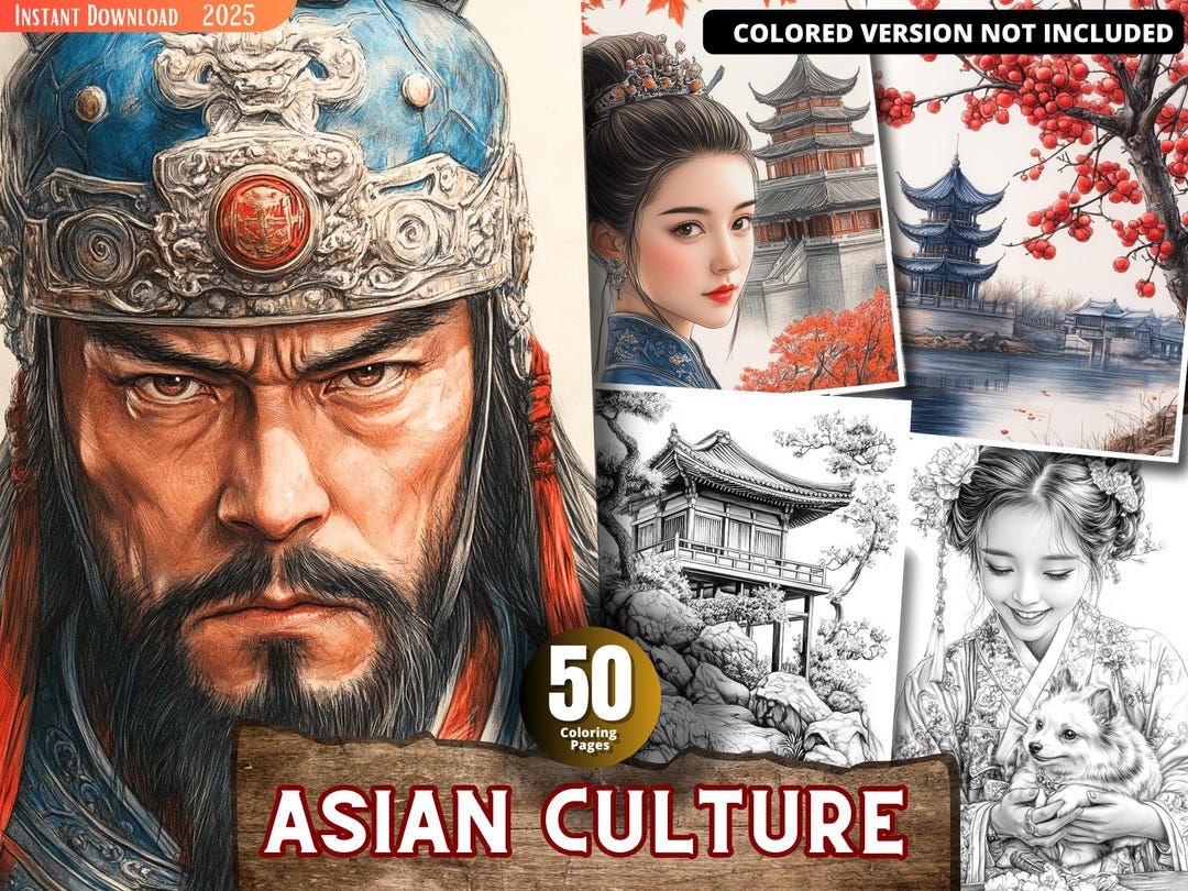 Asian Culture and Portraits Coloring Pages for Adults and for Kids ...