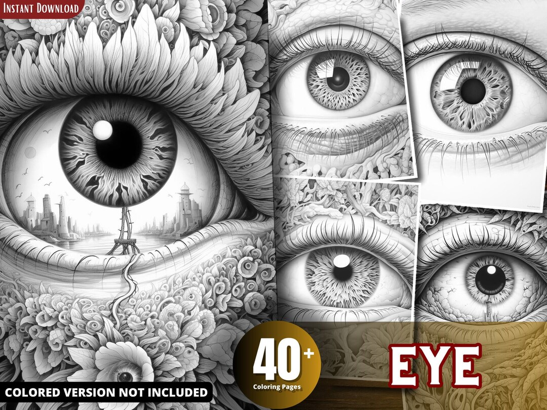 Eye Coloring Pages for Adults and for Kids for Relax and Stress Relief ...