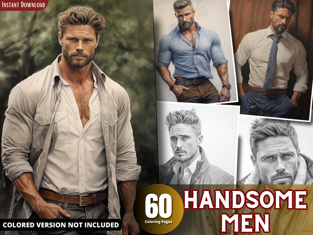 Handsome Men Coloring Pages for Adults and for Kids for Relax and ...