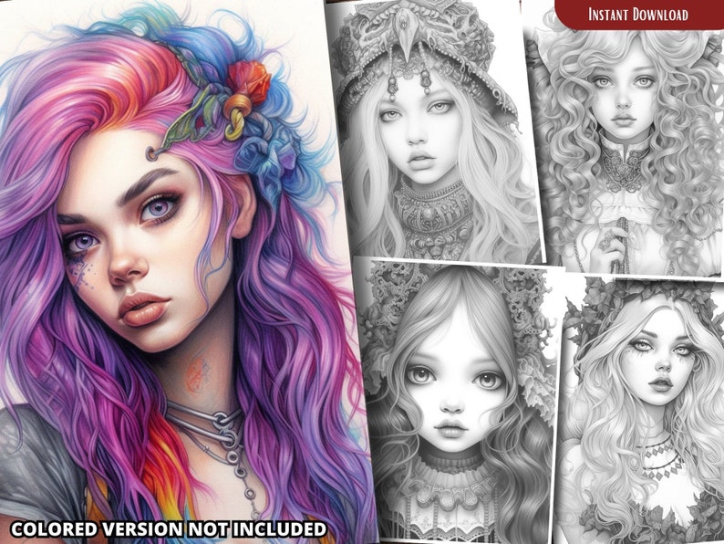 Gothic Girl Coloring Pages for Adults and for Kids Coloring Pages ...