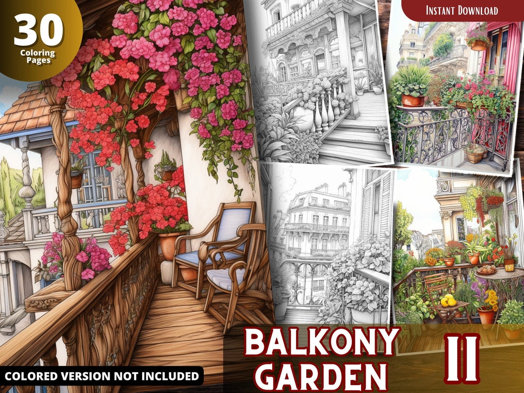 Balcony Garden Coloring Pages for Adults and for Kids Coloring Pages ...