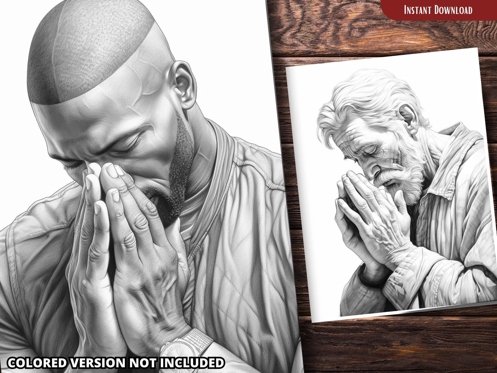 People Praying Coloring Pages for Adults and for Kids for Relax and ...