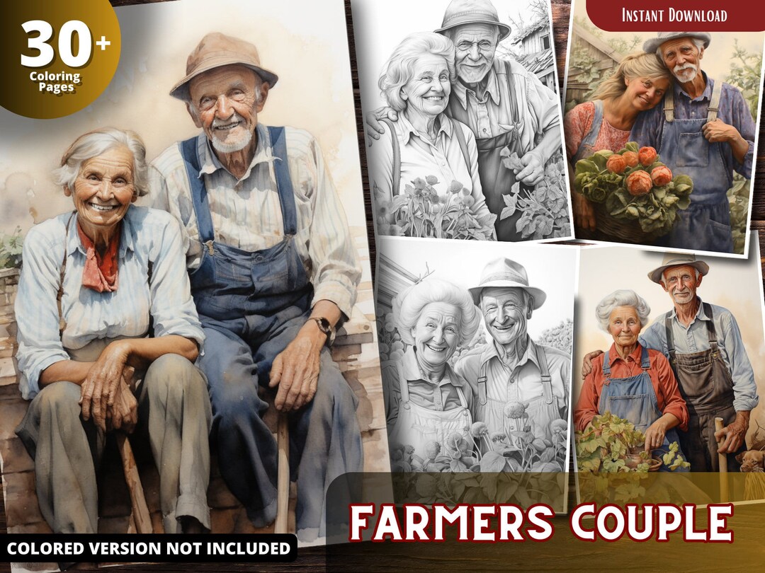 Farmers Coloring Pages for Adults and for Kids for Relax and Stress ...