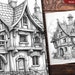 Medieval House Coloring Pages, Grayscale Stress Relief (printable PDF ...