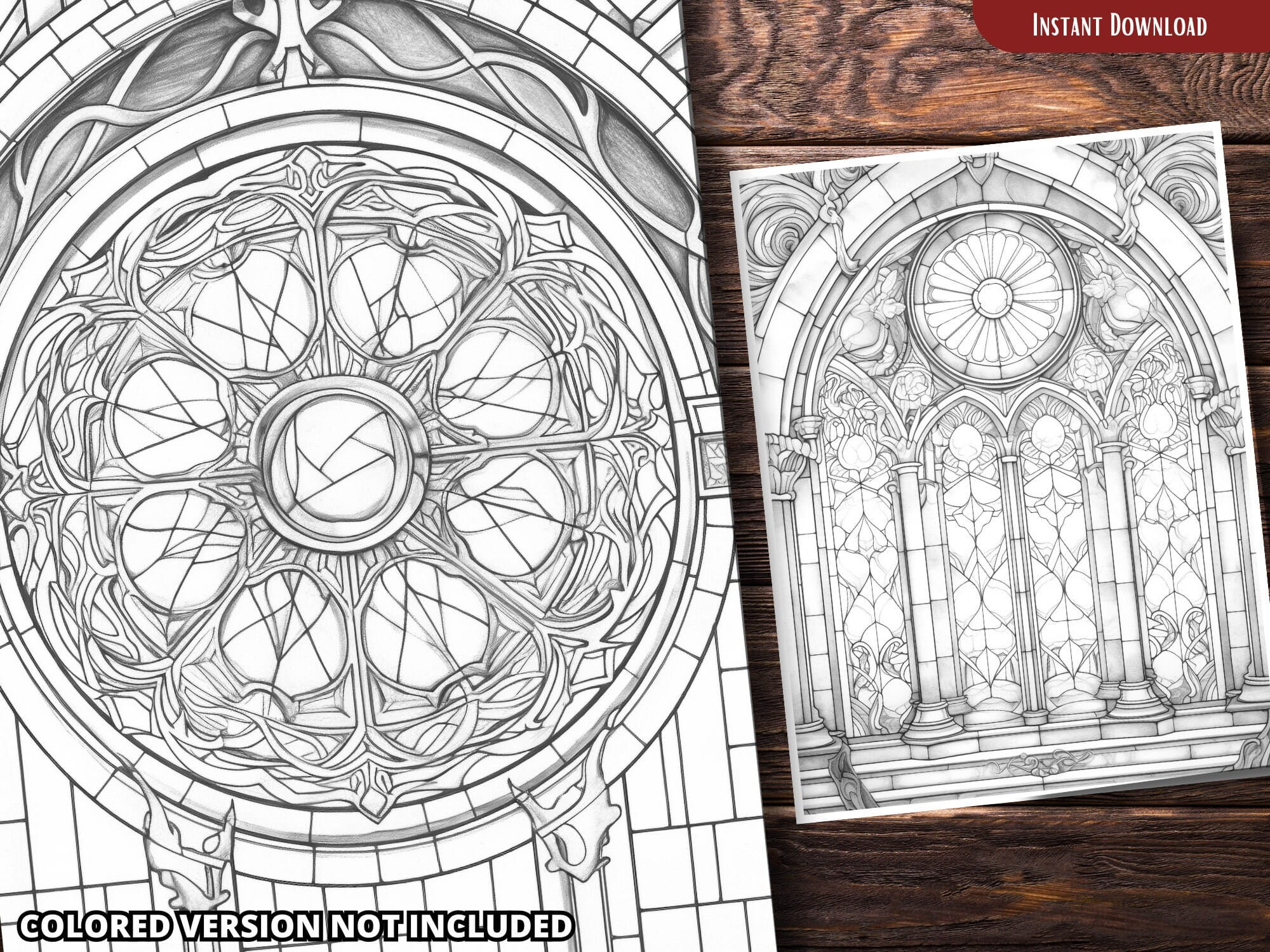 Stained Glass Collection Coloring Pages for Adults and for Kids ...