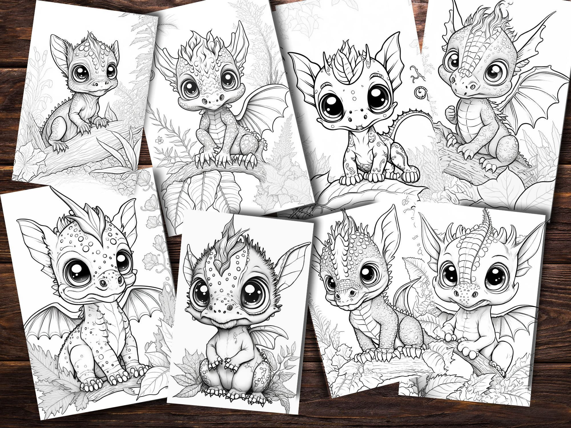 Baby Dragon Fantasy Coloring Pages for Adults and for Kids for Relax ...