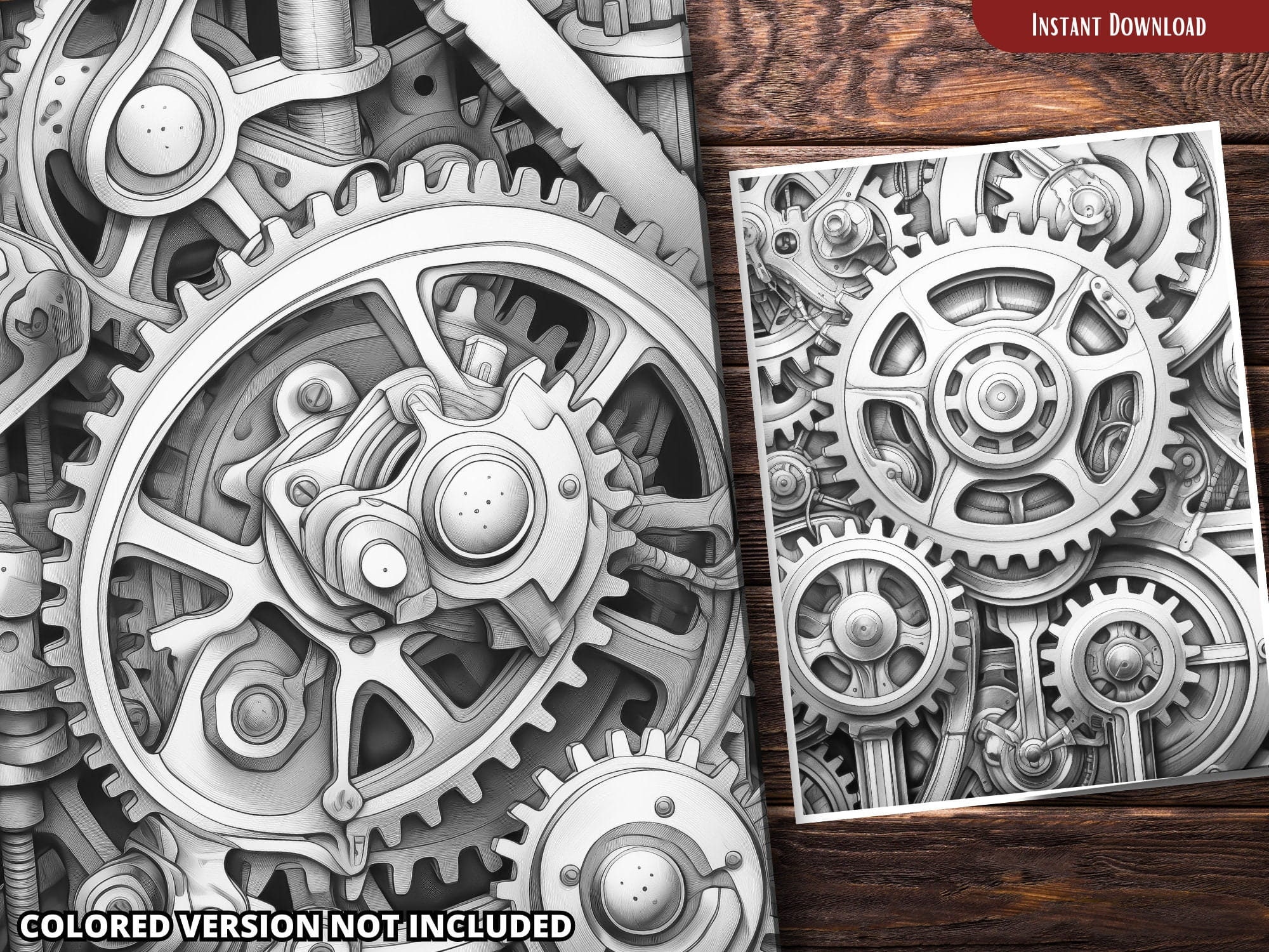 Gears Grayscale Coloring Book, Steampunk Style (printable PDF) - Etsy