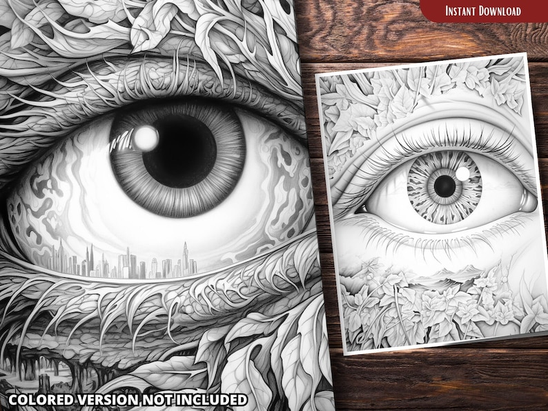 Eye Coloring Pages for Adults and for Kids for Relax and Stress Relief ...