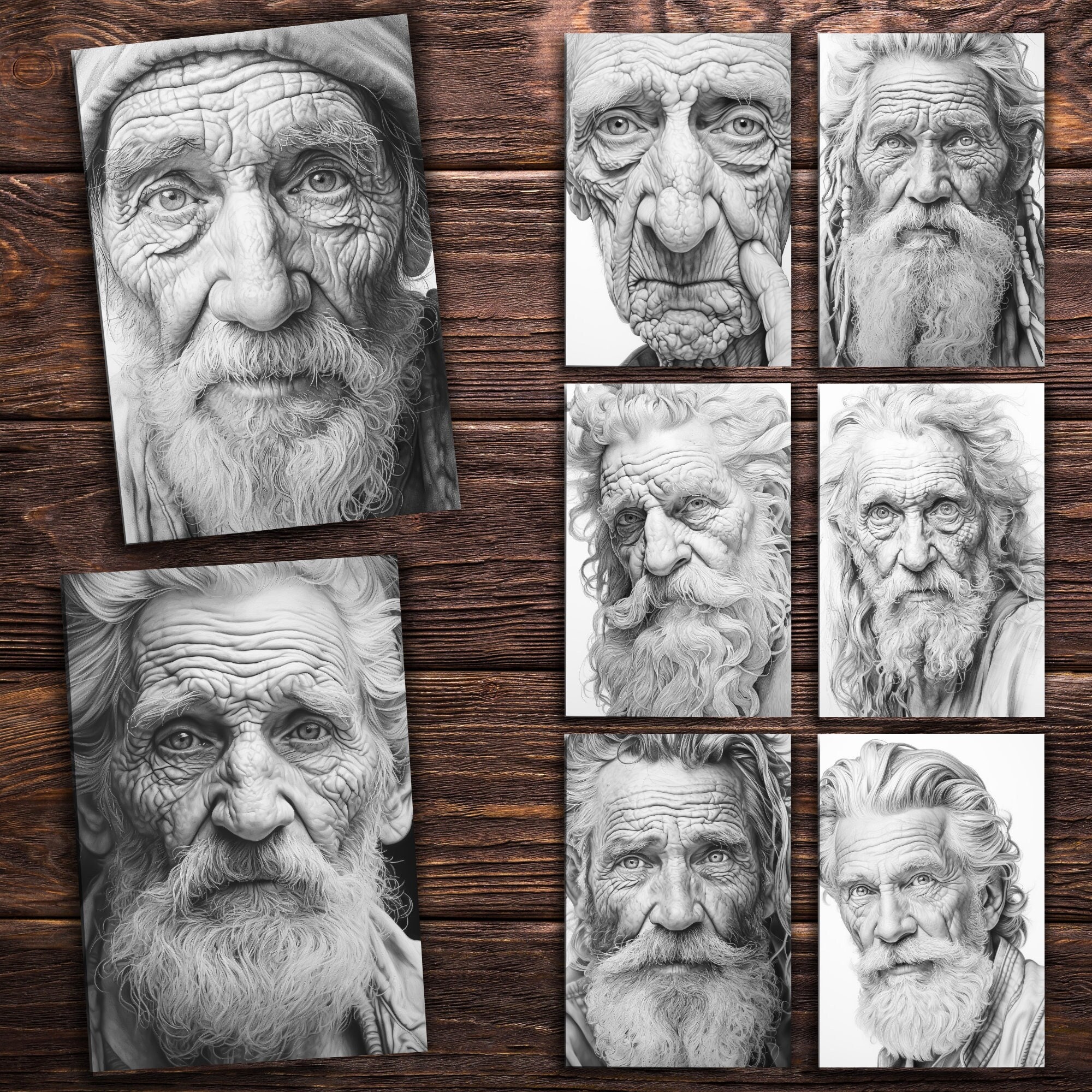 Wrinkled Men Coloring Pages for Adults and for Kids for Relax and ...