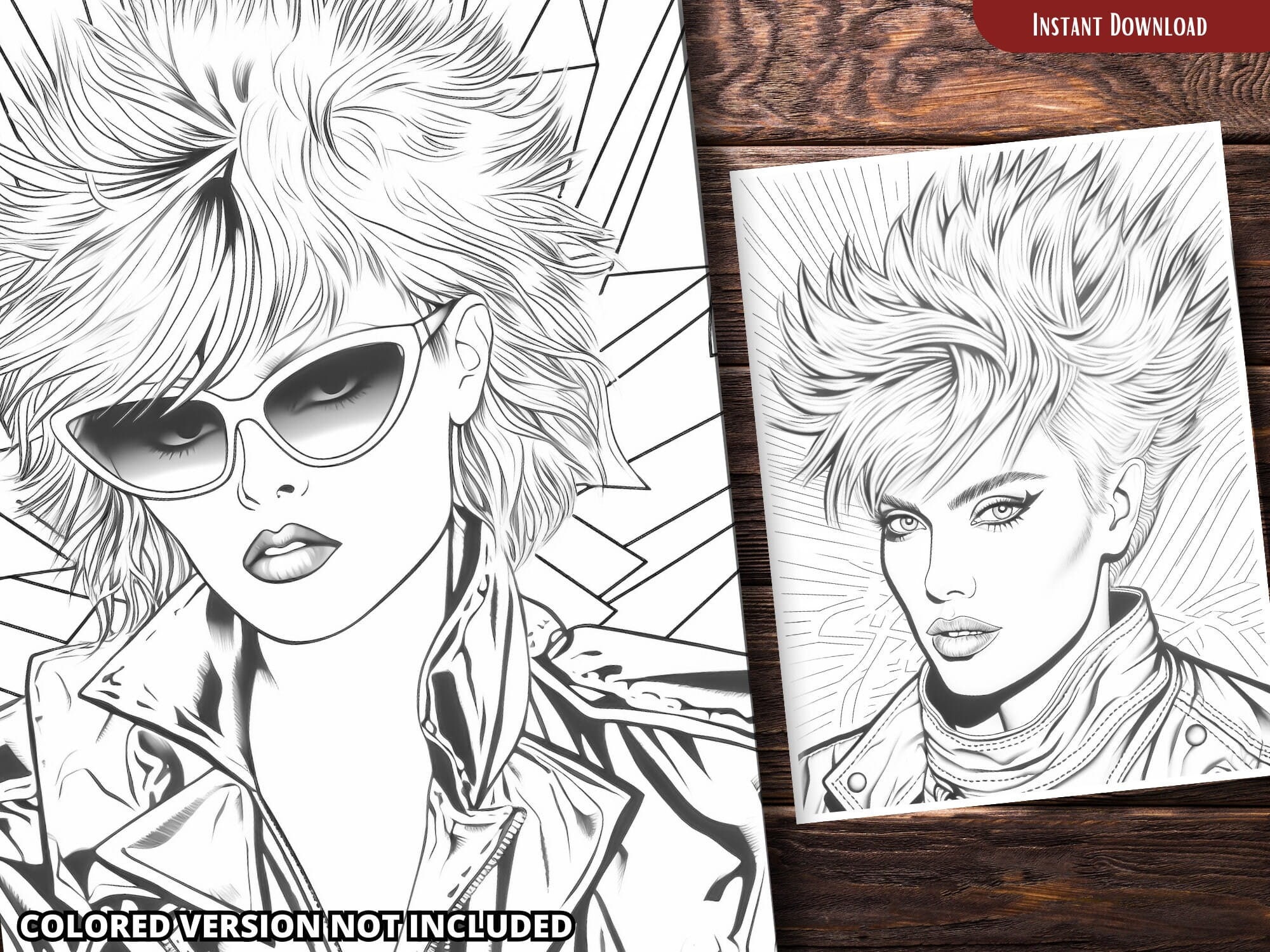 Pop Star From the Eighties Coloring Pages for Adults and for Kids for ...