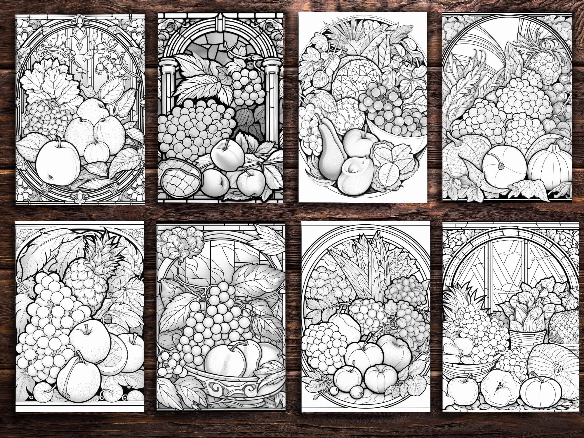 Vegetable Stained Glass Coloring Pages for Adults and for Kids for ...