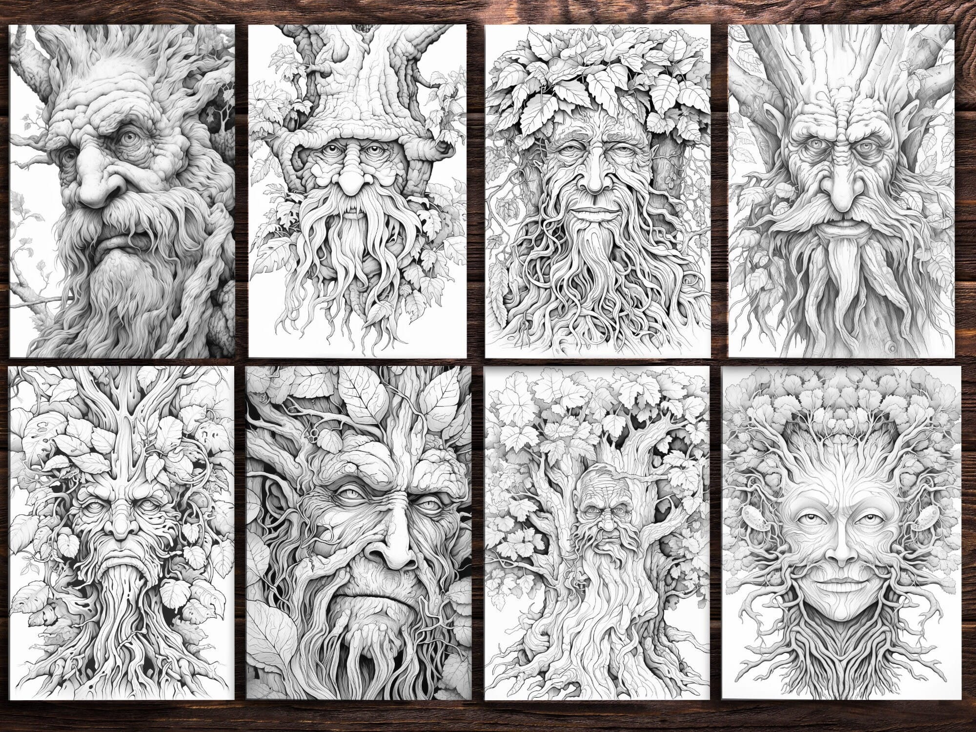 Ancient Trees Coloring Pages for Adults and for Kids for Relax and ...