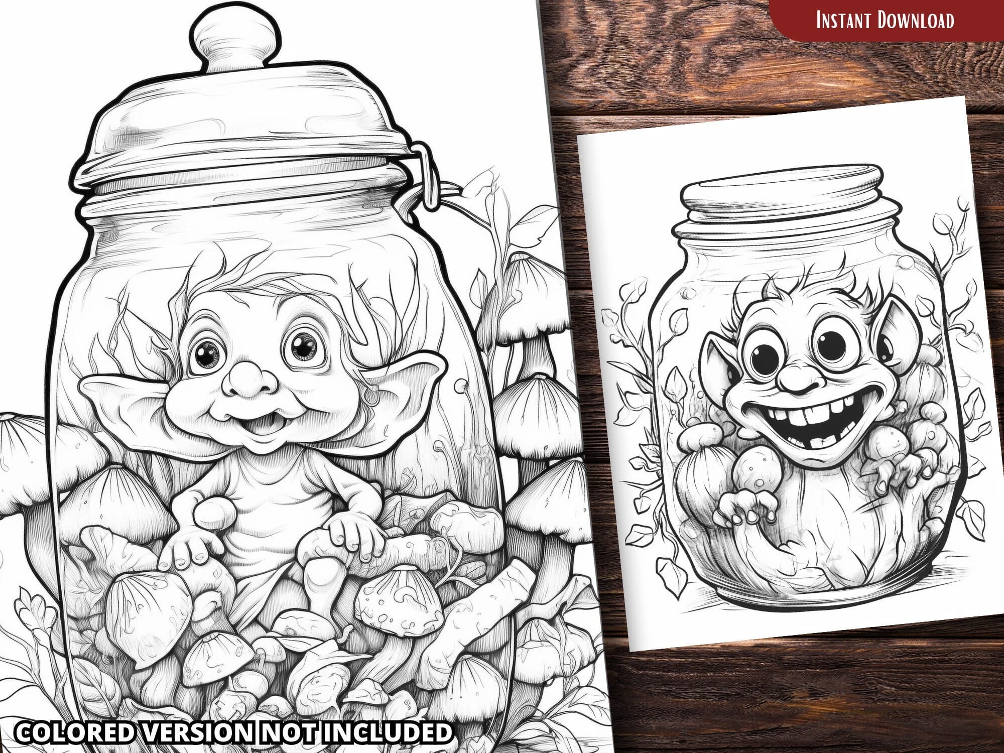 Goblins in Jar Coloring Pages for Adults and for Kids for Relax and ...