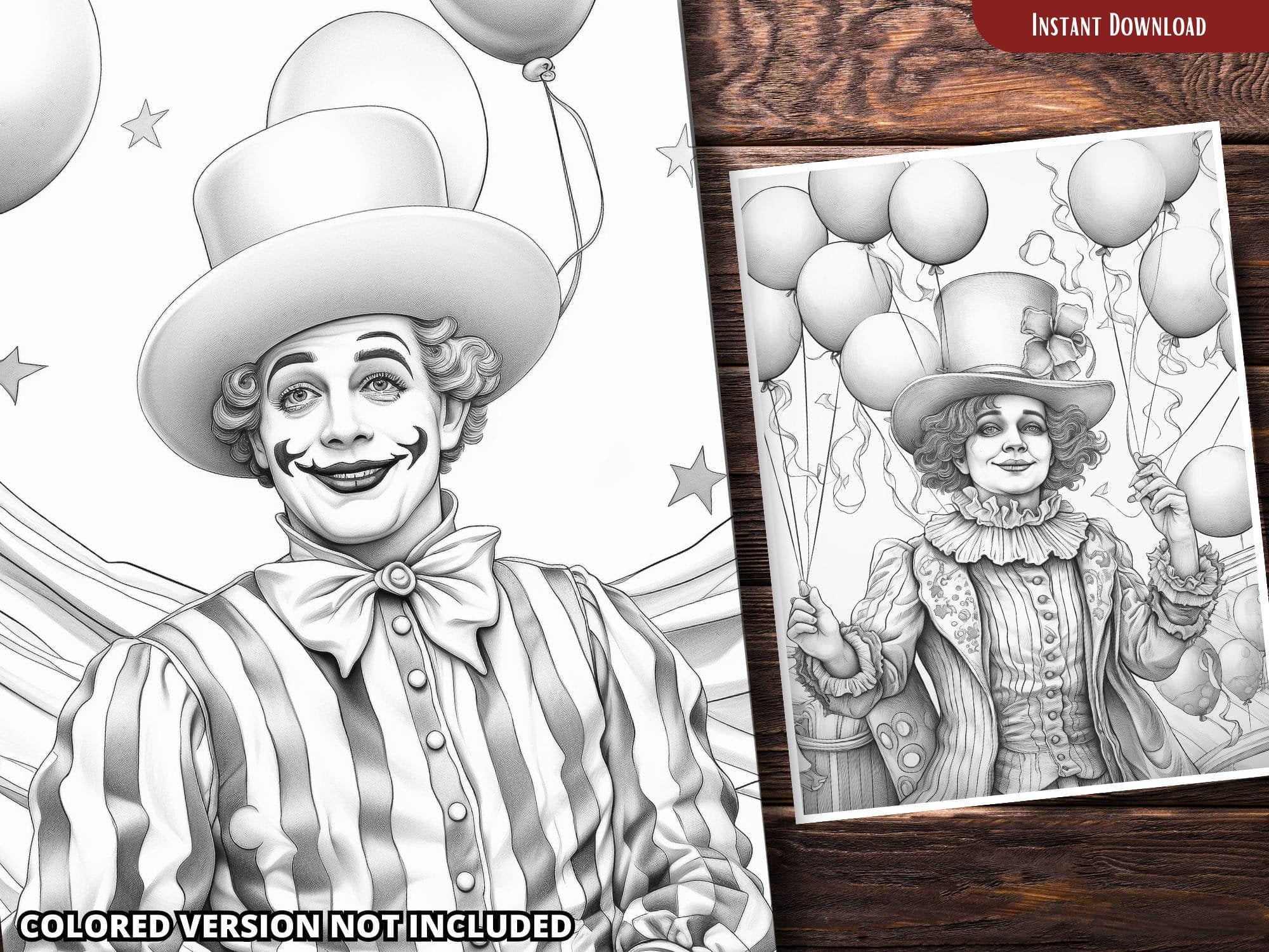 Circus Clown, Acrobatics Coloring Pages for Adults and for Kids for ...