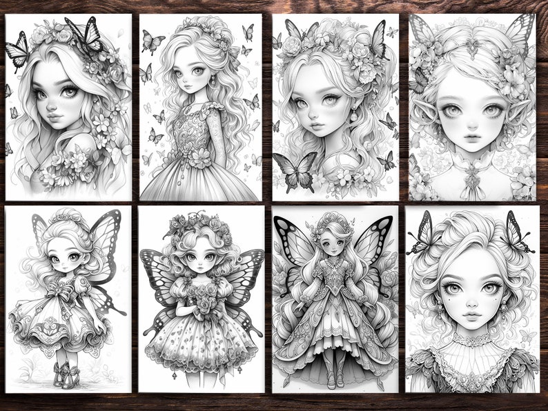 Butterfly Fairy, Coloring Pages for Adults and for Kids for Relax and ...