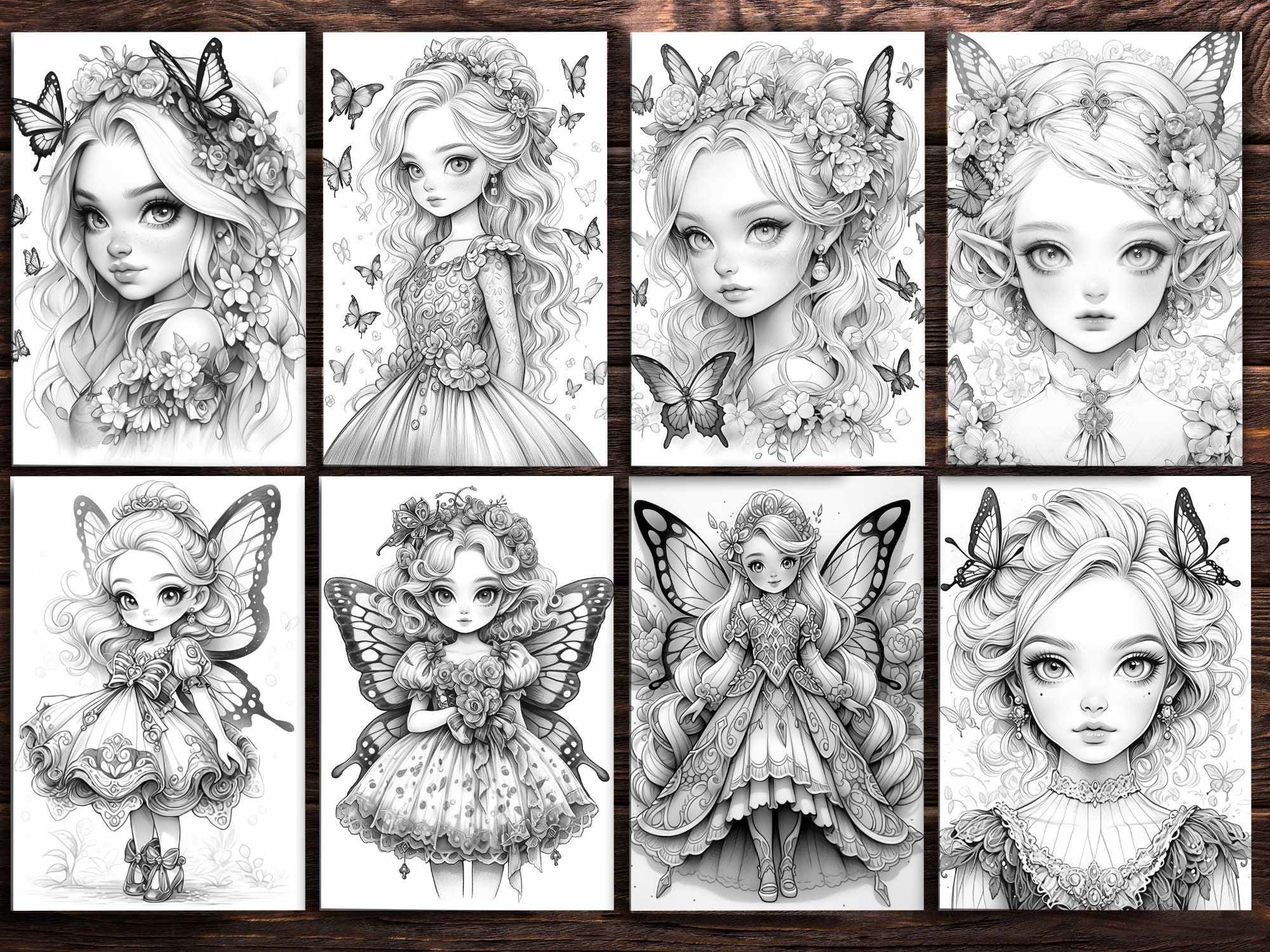 Butterfly Fairy, Coloring Pages for Adults and for Kids for Relax and ...