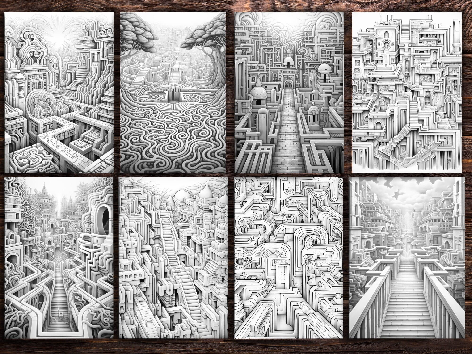 Labyrinth Coloring Pages for Adults and for Kids for Relax and Stress ...