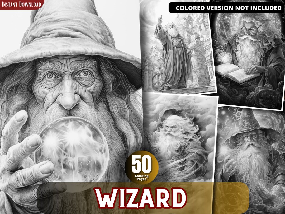 Wizard Coloring Pages for Adults and for Kids for Relax and Stress ...